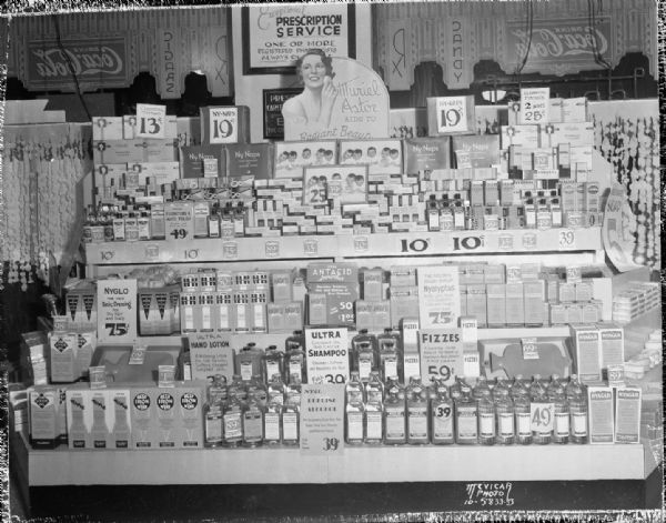 Charmley Drug Store Window | Photograph | Wisconsin Historical Society