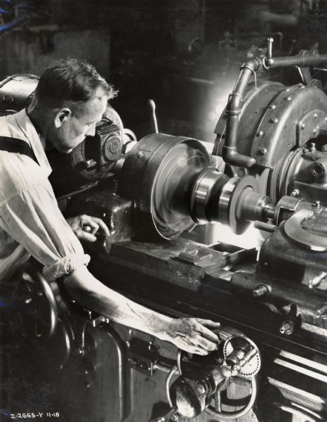 Milwaukee Works Employee Operating Grinder | Photograph | Wisconsin ...