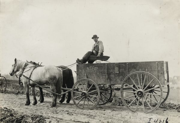 Man and Wagon on Rural Road | Photograph | Wisconsin Historical Society