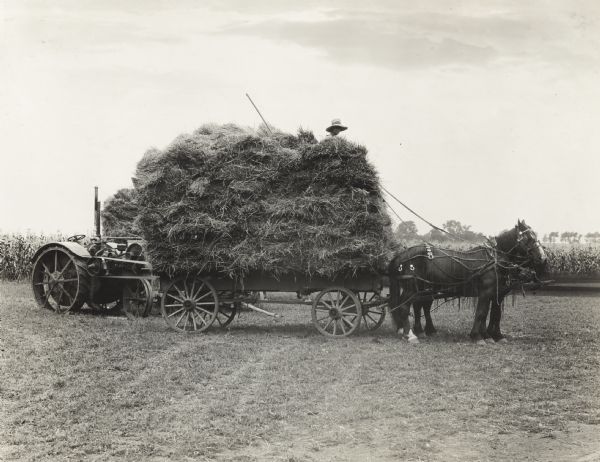 Wagon Loaded with Hay | Photograph | Wisconsin Historical Society
