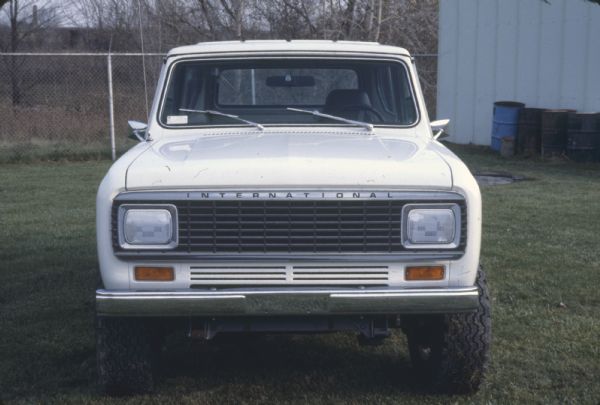 White Scout Parked Outdoors | Photograph | Wisconsin Historical Society