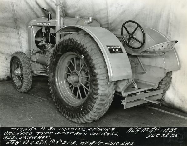 W-30 Tractor Orchard Type Seat and Controls | Photograph | Wisconsin ...
