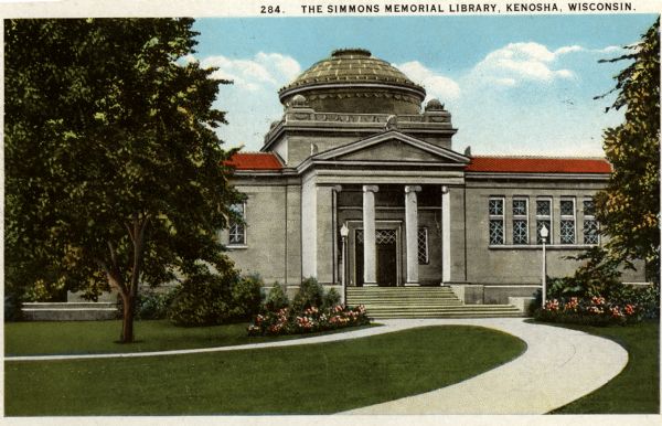 Simmons Memorial Library | Postcard | Wisconsin Historical Society