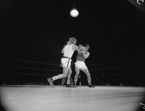 University of Wisconsin 165-Pound Boxer Bobby Meath and University of ...