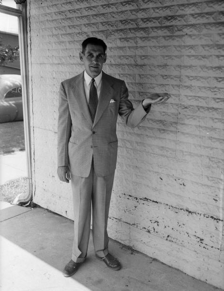 Man Standing Outdoors | Photograph | Wisconsin Historical Society