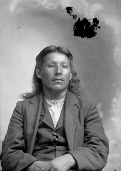 Studio Portrait of Long-Haired Ho-Chunk Man | Photograph | Wisconsin ...