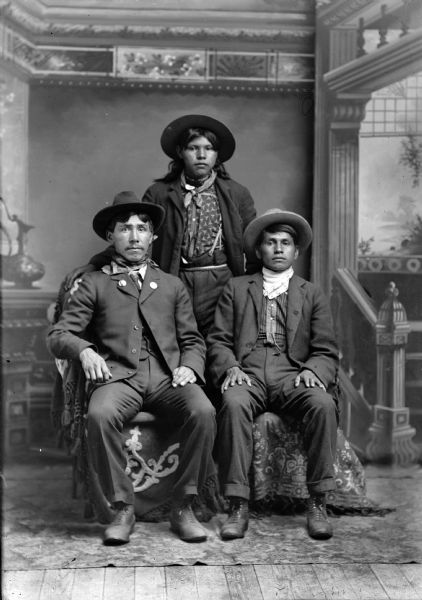 Studio Portrait of Three Ho-Chunk Men | Photograph | Wisconsin ...