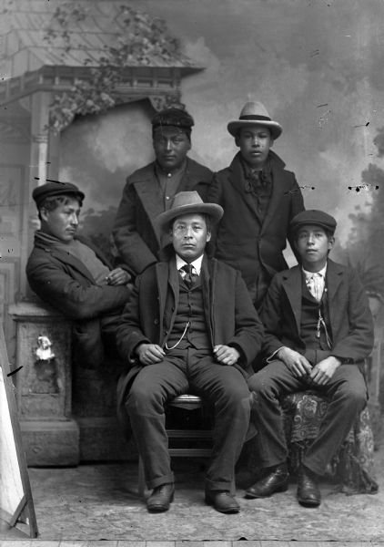 Studio Portrait of Five Ho-Chunk Men | Photograph | Wisconsin ...