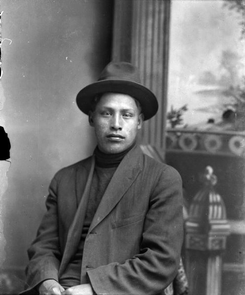 Studio Portrait of a Young Ho-Chunk Man | Photograph | Wisconsin ...