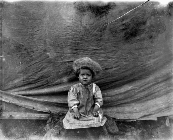 Small Ho-Chunk Girl Wearing Fur Hat | Photograph | Wisconsin Historical ...