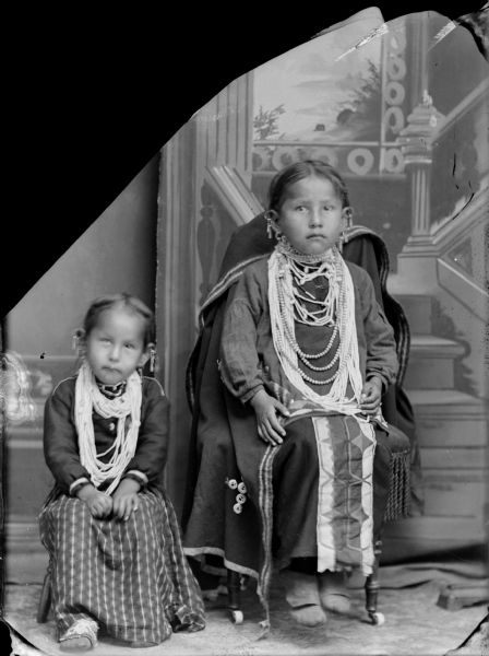 Portrait of Two Ho-Chunk Girls | Photograph | Wisconsin Historical Society