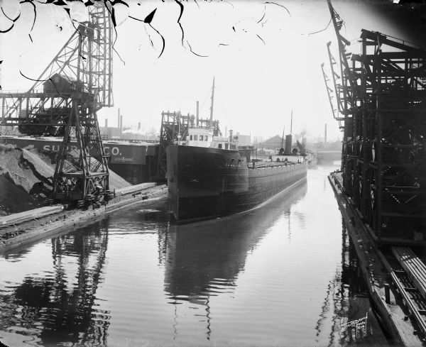 Steamboat on Menominee River | Photograph | Wisconsin Historical Society