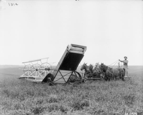 Horse-Powered Push Binder Headers | Photograph | Wisconsin Historical ...