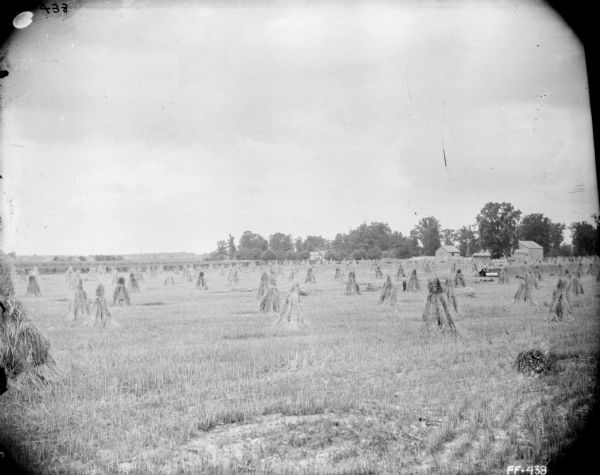 Man with Horse-Drawn Binder near Shocks of Grain | Photograph ...