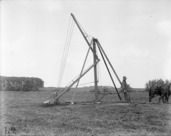 Man Using Horse-Powered Hay Stacker | Photograph | Wisconsin Historical ...