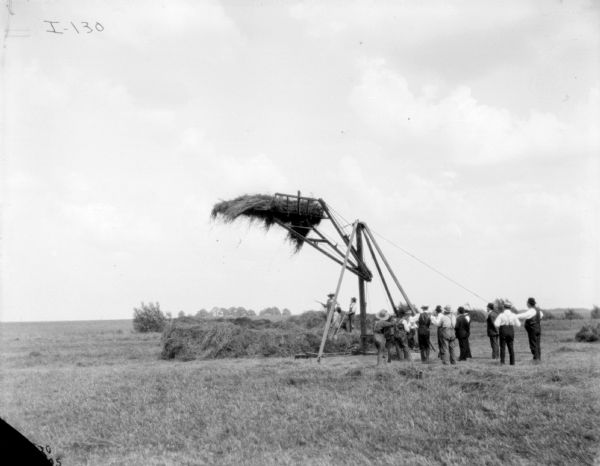 Men Using Horse-Powered Hay Stacker | Photograph | Wisconsin Historical ...
