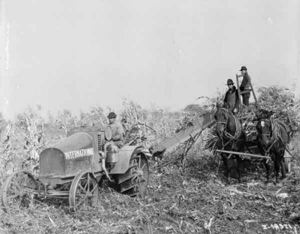 Tractor Drawn Corn Pickers | Photograph | Wisconsin Historical Society