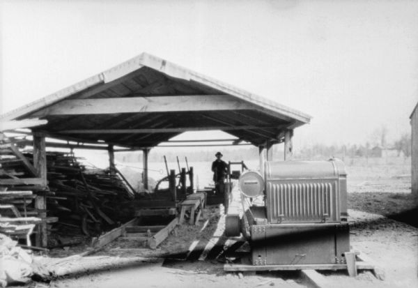 Engine for Powering Sawmill | Photograph | Wisconsin Historical Society