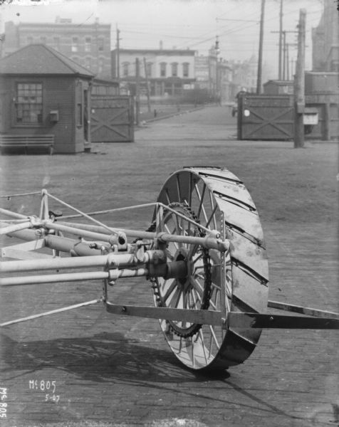 Wheel on a Push Binder Header | Photograph | Wisconsin Historical Society