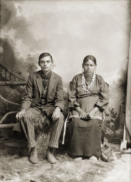 Young Ho-Chunk Man and Woman | Photograph | Wisconsin Historical Society