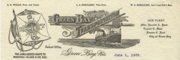 Green Bay Transportation Co. Memohead | Print | Wisconsin Historical ...
