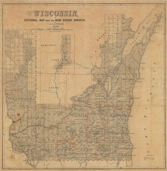 Wisconsin, a Sectional Map with the Most Recent Surveys | Map or Atlas ...