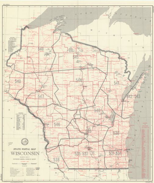 State Postal Map, Wisconsin | Map or Atlas | Wisconsin Historical Society