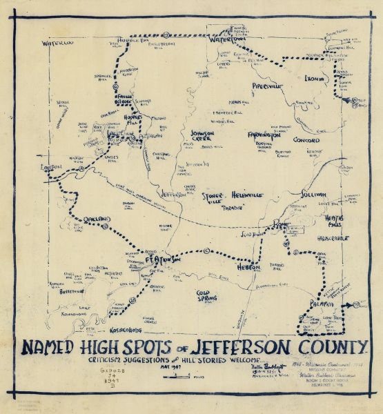 Named High Spots of Jefferson County, Wisconsin | Map or Atlas ...