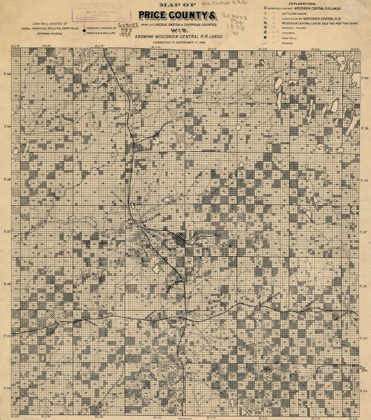 Map of Price County & Part of Lincoln, Oneida & Chippewa Counties ...