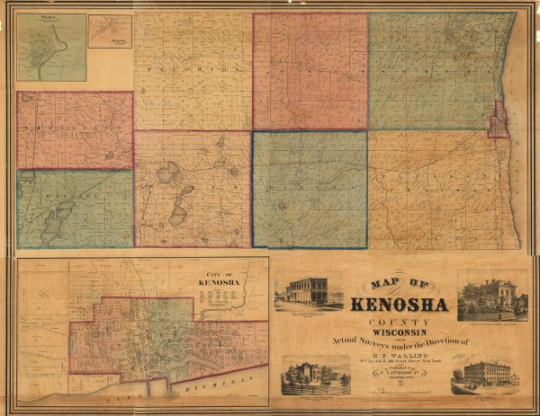 Map of Kenosha County Wisconsin : From Actual Surveys Under the ...