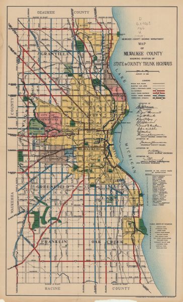 Map of Milwaukee County Showing System of State and County Trunk ...
