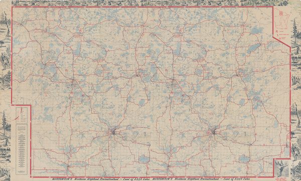 Wisconsin's Northern Highland Recreationland : Land of 2336 Lakes | Map ...