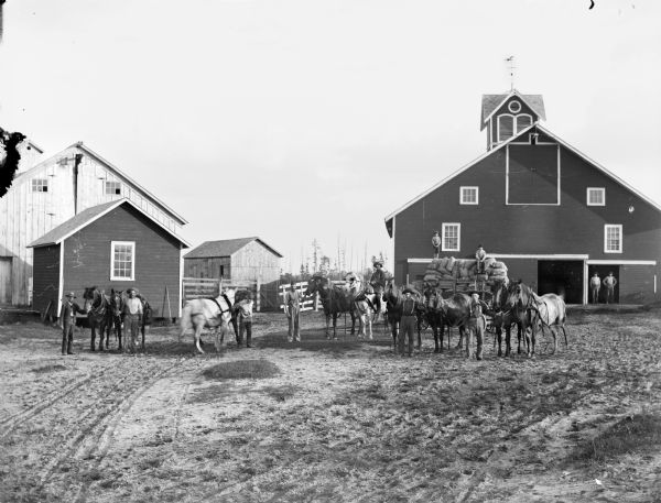 People in Front of Farm Buildings | Photograph | Wisconsin Historical ...