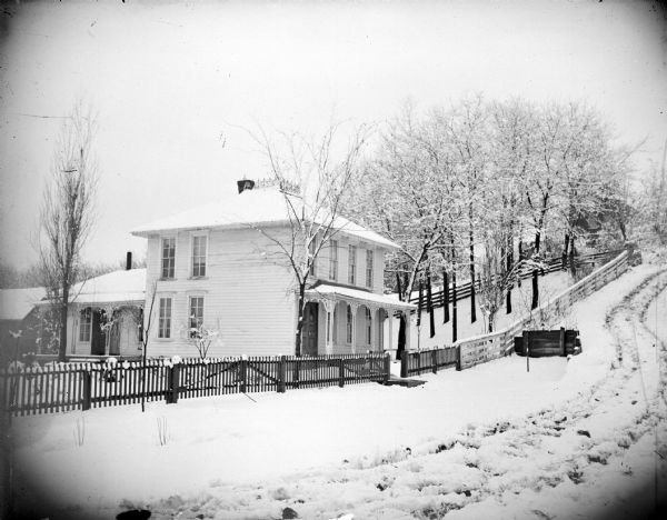 Snowy Road and House | Photograph | Wisconsin Historical Society