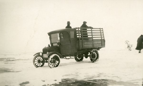 Truck on the Ice | Photograph | Wisconsin Historical Society