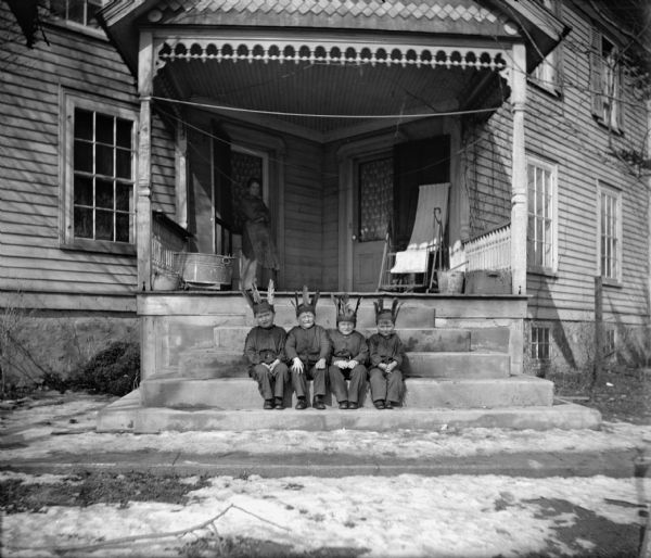 Four Boys in Costumes | Photograph | Wisconsin Historical Society