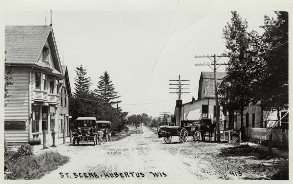 Street Scene, Hubertus | Postcard | Wisconsin Historical Society