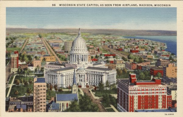 Wisconsin State Capitol as Seen from an Airplane | Postcard | Wisconsin ...