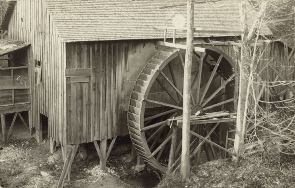 Old Mill and Water Wheel | Postcard | Wisconsin Historical Society