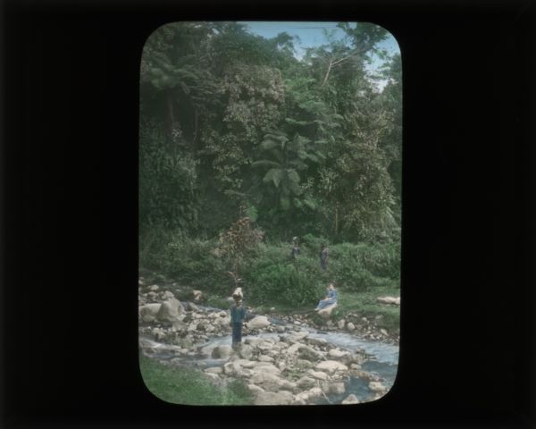 People near Stream | Photograph | Wisconsin Historical Society