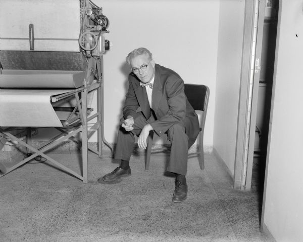 Man Sitting in the Gisholt Darkroom | Photograph | Wisconsin Historical ...