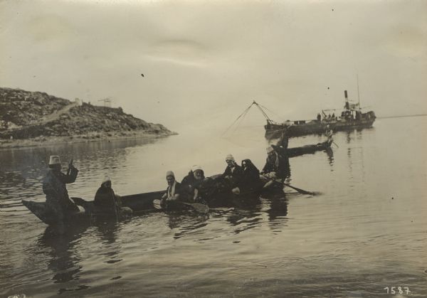 Refugees on Lake Skutari | Photograph | Wisconsin Historical Society