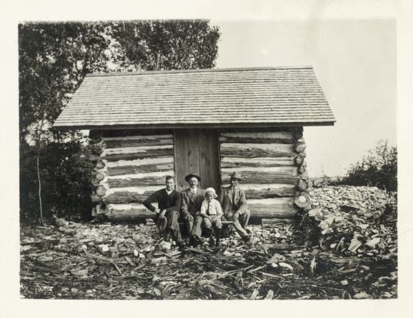 Log Cabin on Rock Island | Photograph | Wisconsin Historical Society