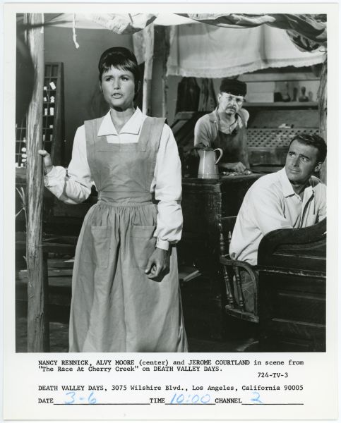 Nancy Rennick, Alvy Moore and Jerome Courtland in Death Valley Days ...