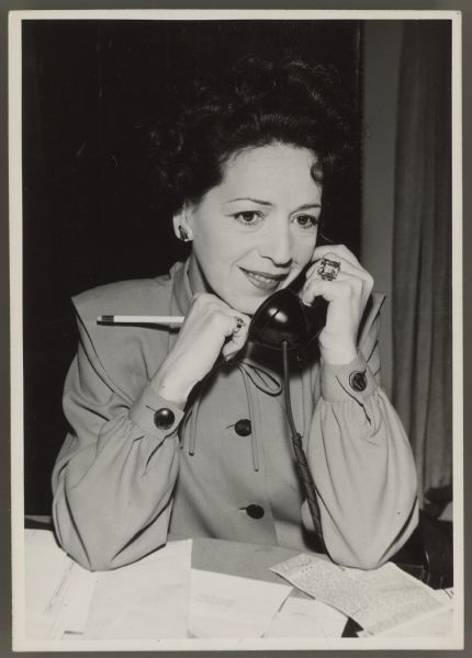 Helen Ferguson on the telephone | Photograph | Wisconsin Historical Society